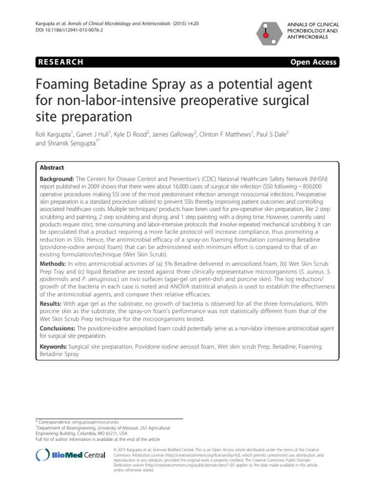 Betadine foaming spray for prep | PDF