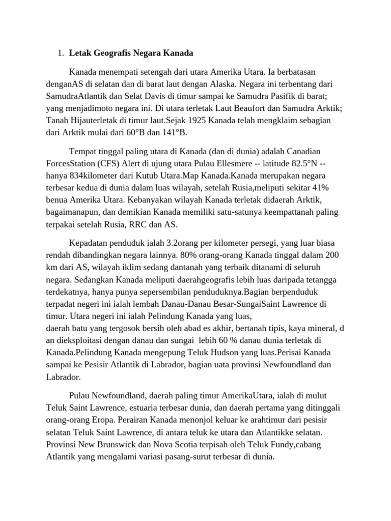 Letak Geografis Negara Kanada | PDF