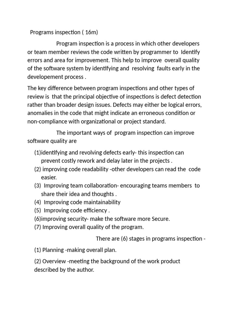 Programs Inspection | PDF