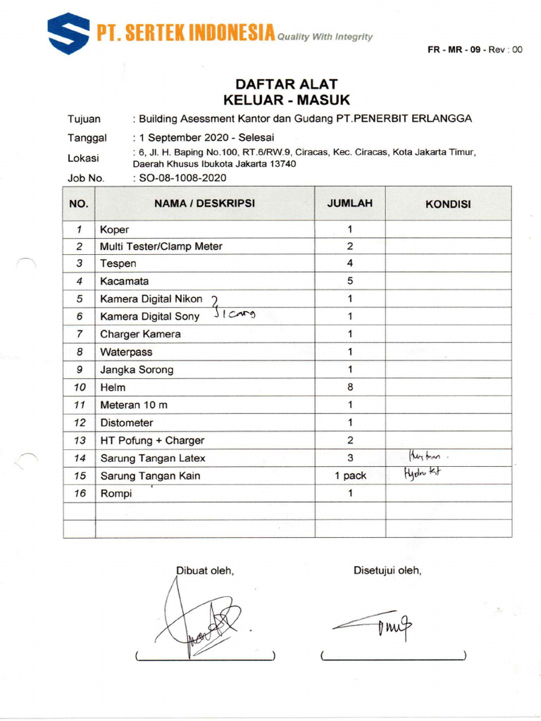 List Keluar Masuk APD | PDF