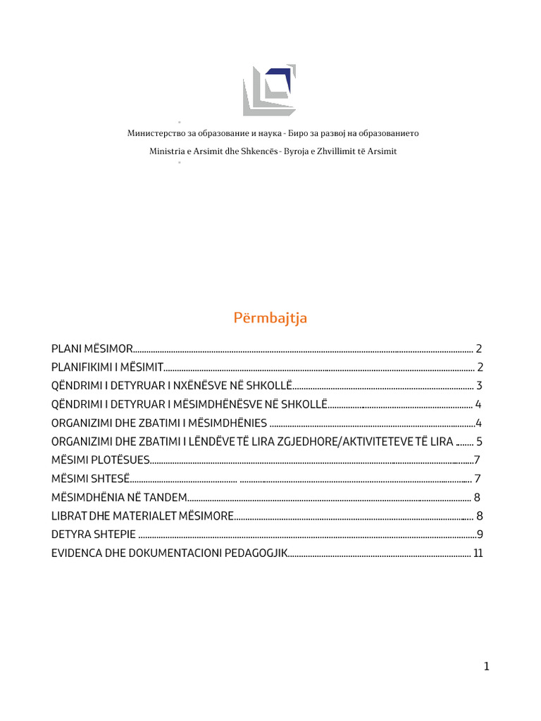 Nasoki Osnovno Obrazovanie 2024 2025 ALB | PDF