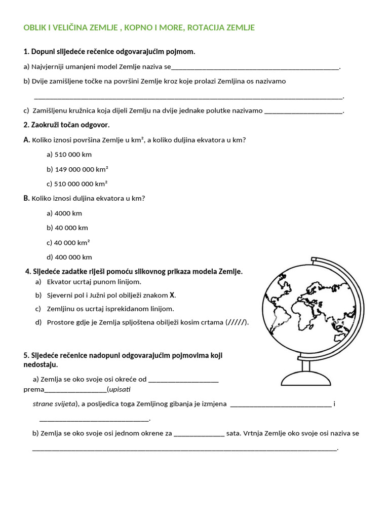Naš Planet Zemlja - Ponavljanje | PDF
