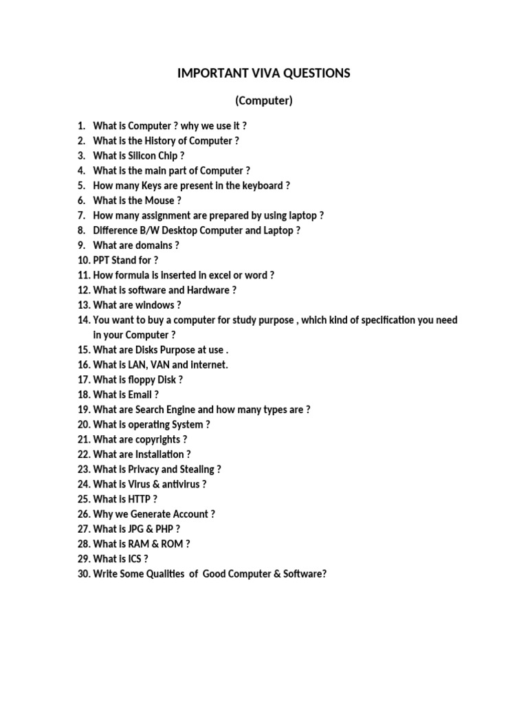 Computer viva questions | PDF Computer viva questions | PDF