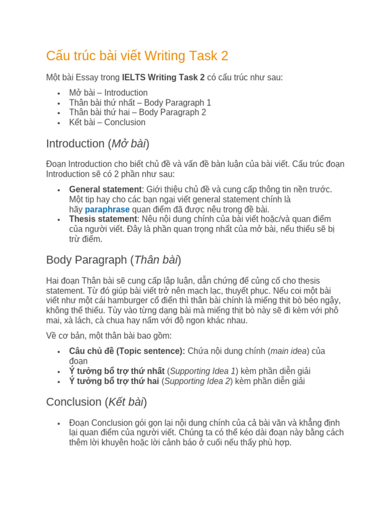 Cấu trúc bài viết Writing Task 2 | PDF