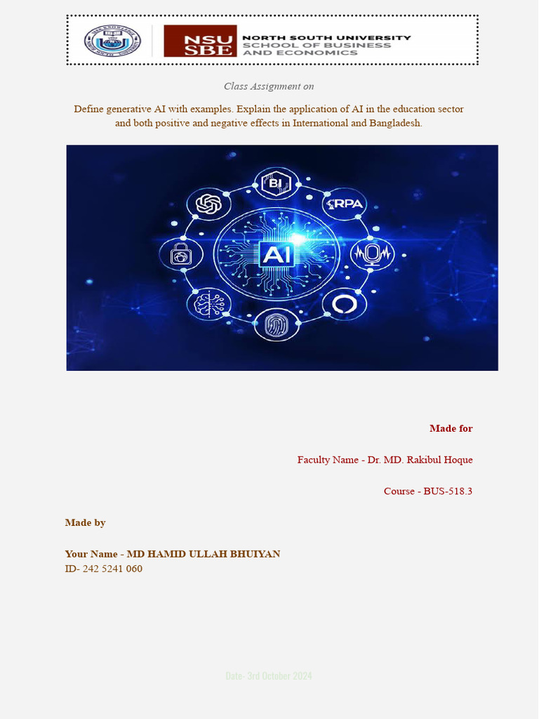 Assignment On Generative AI | PDF | Artificial Intelligence | Intelligence (AI) & Semantics