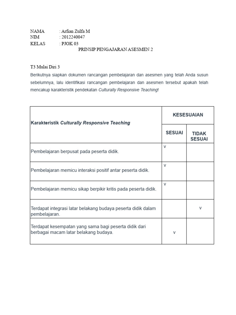Asesmen 2 T3 Mulai Dari Diri | PDF