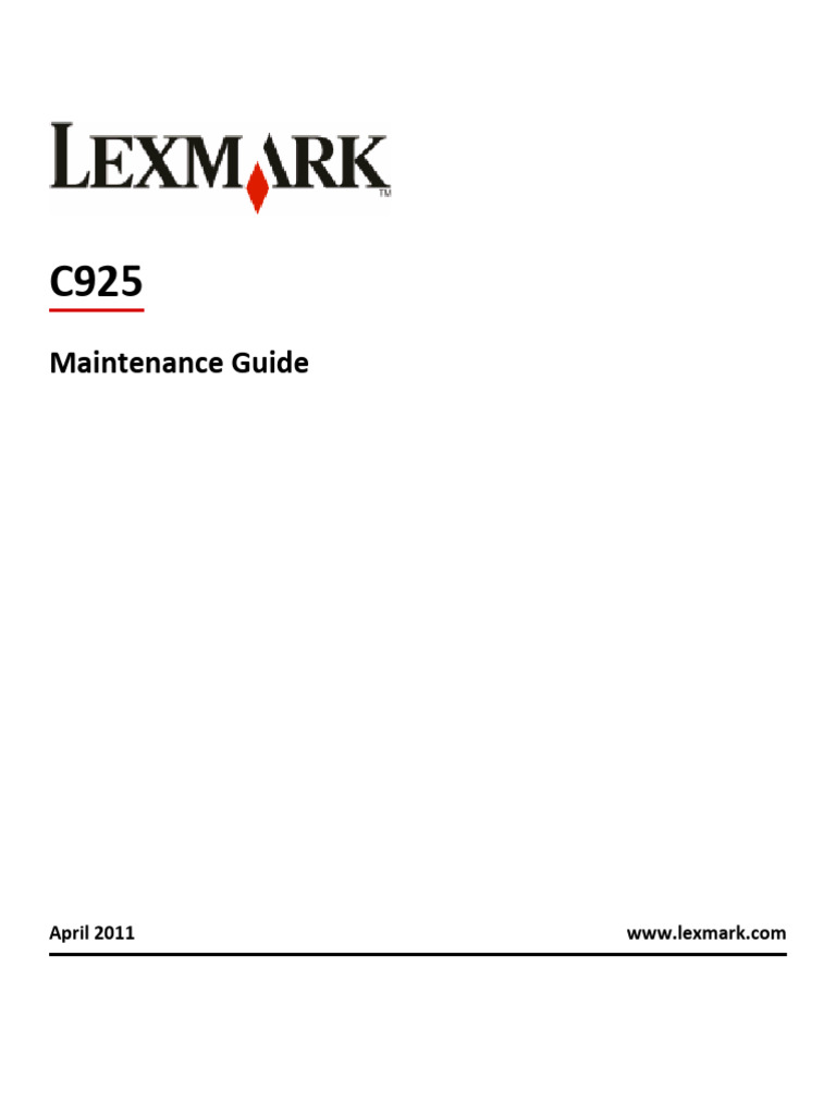 C925 Maintenance Guide | PDF