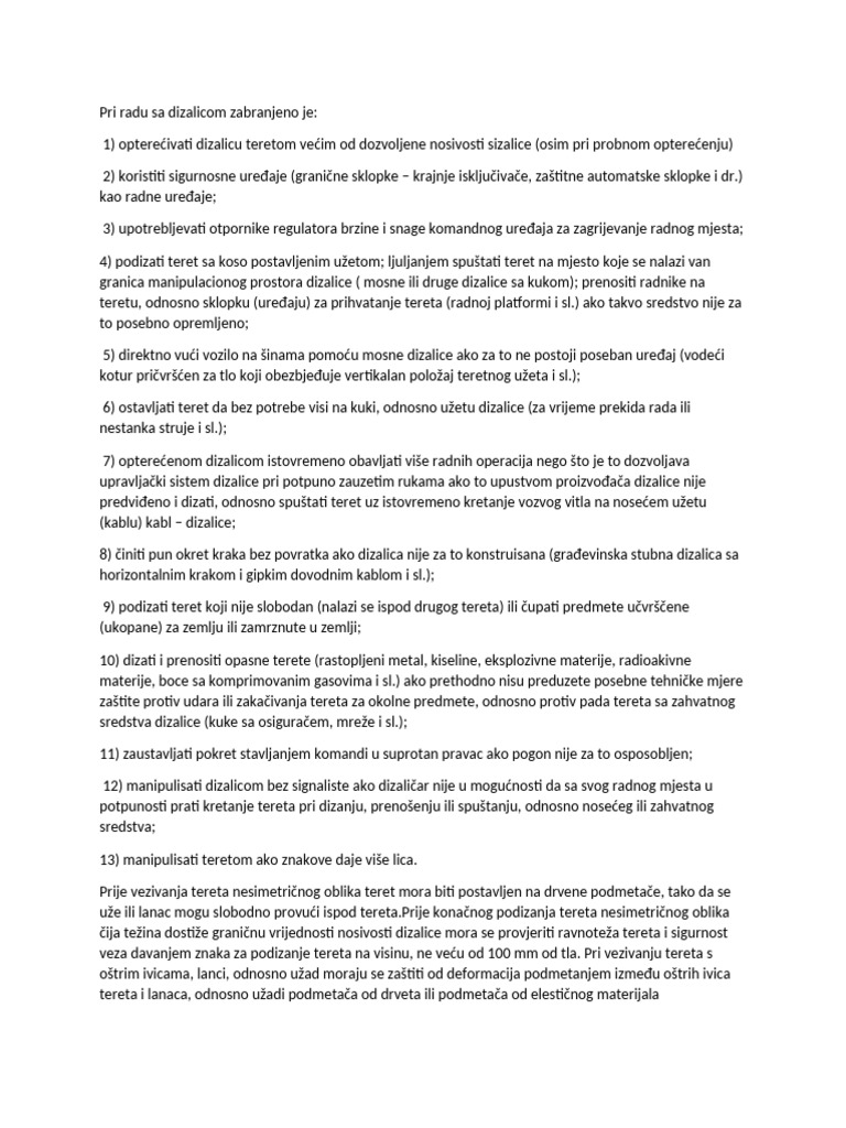 Rukovanje Dizalicom | PDF