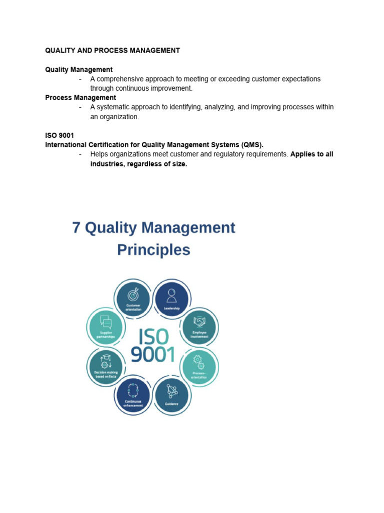 Quality and Process Management Quality Management | PDF