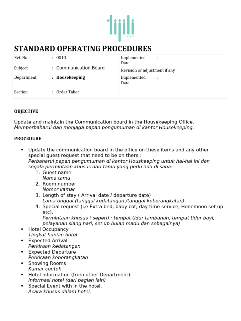 SOP HTB HK 0010 Communication Board | PDF