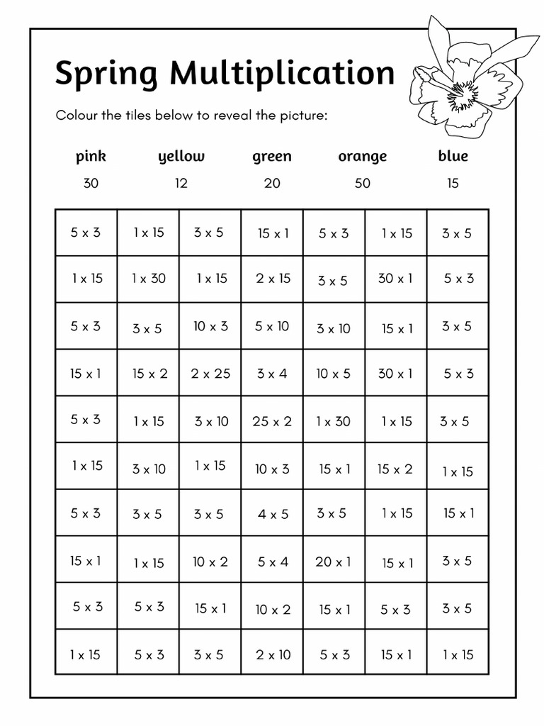 Spring Multiplication Math Worksheet - 20241008 - 150154 - 0000 | PDF
