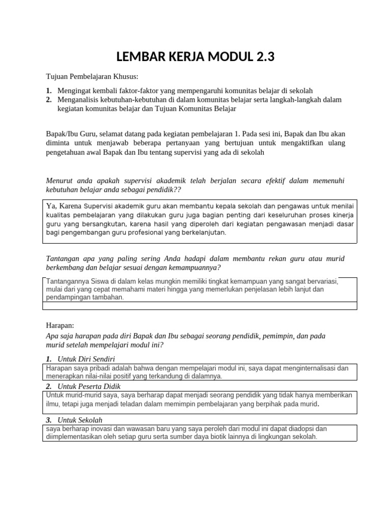 Lembar Kerja Modul 2.3 | PDF