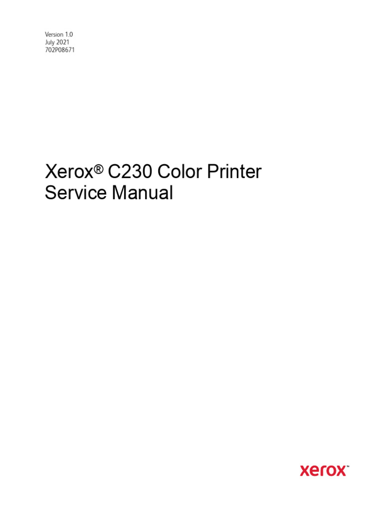 Xerox C230 Printer Service Manual | PDF | Printer (Computing) | Menu ...