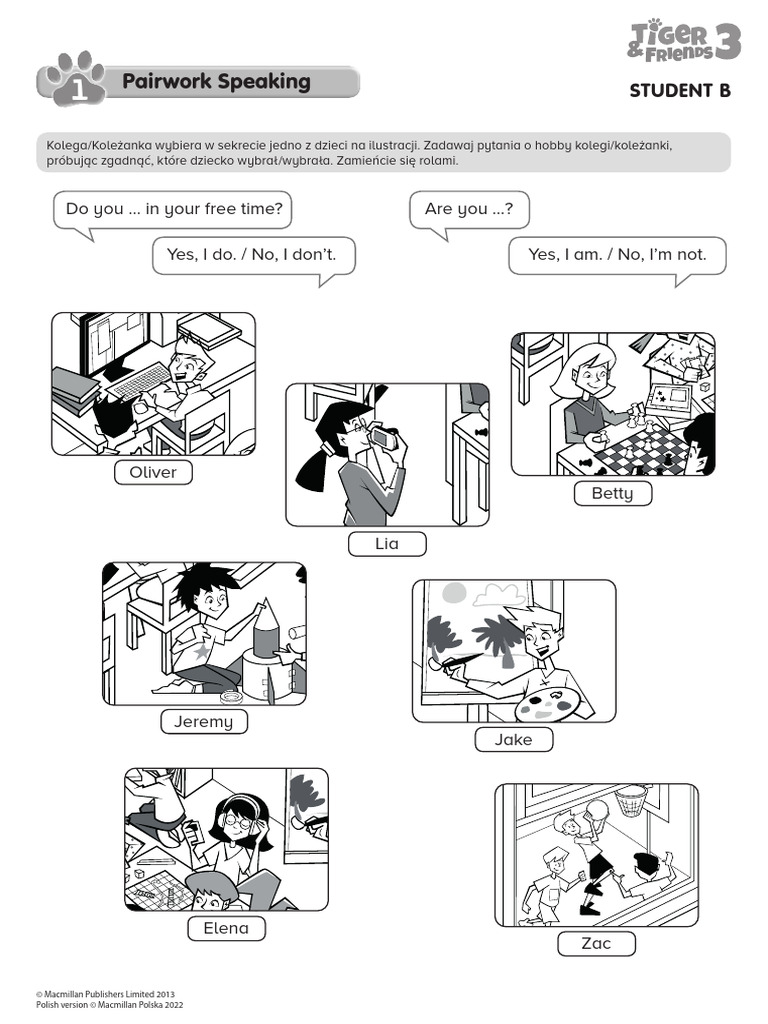 Tiger&Friends 3 - TRF - Unit 1 - Pairwork Speaking - Student B | PDF