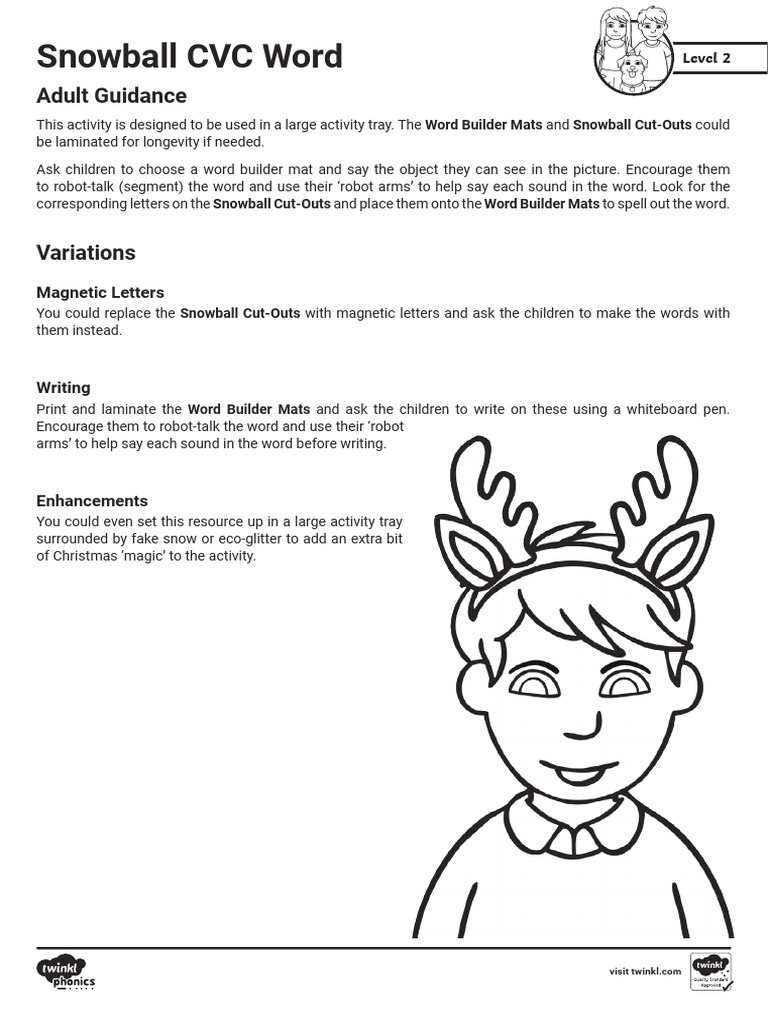 Phonics Level 2 Winter Snowball CVC Activity | PDF