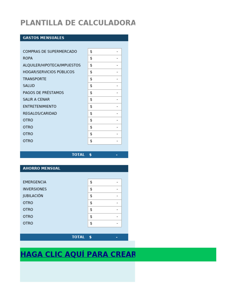 IC Budget Calculator Template 8823 ES | PDF