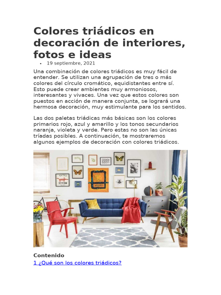 Colores Triádicos en Decoración de Interiores | PDF