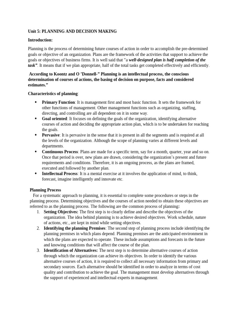 Planning and decision making | PDF