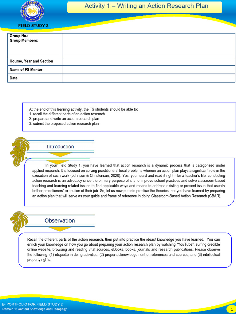 FS 2 Activity 1 | PDF | Action Research | Pedagogy