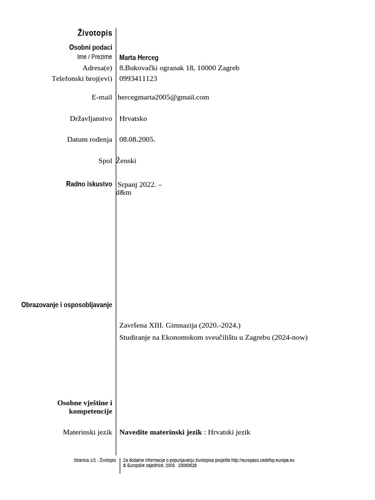 CV Marta Herceg | PDF