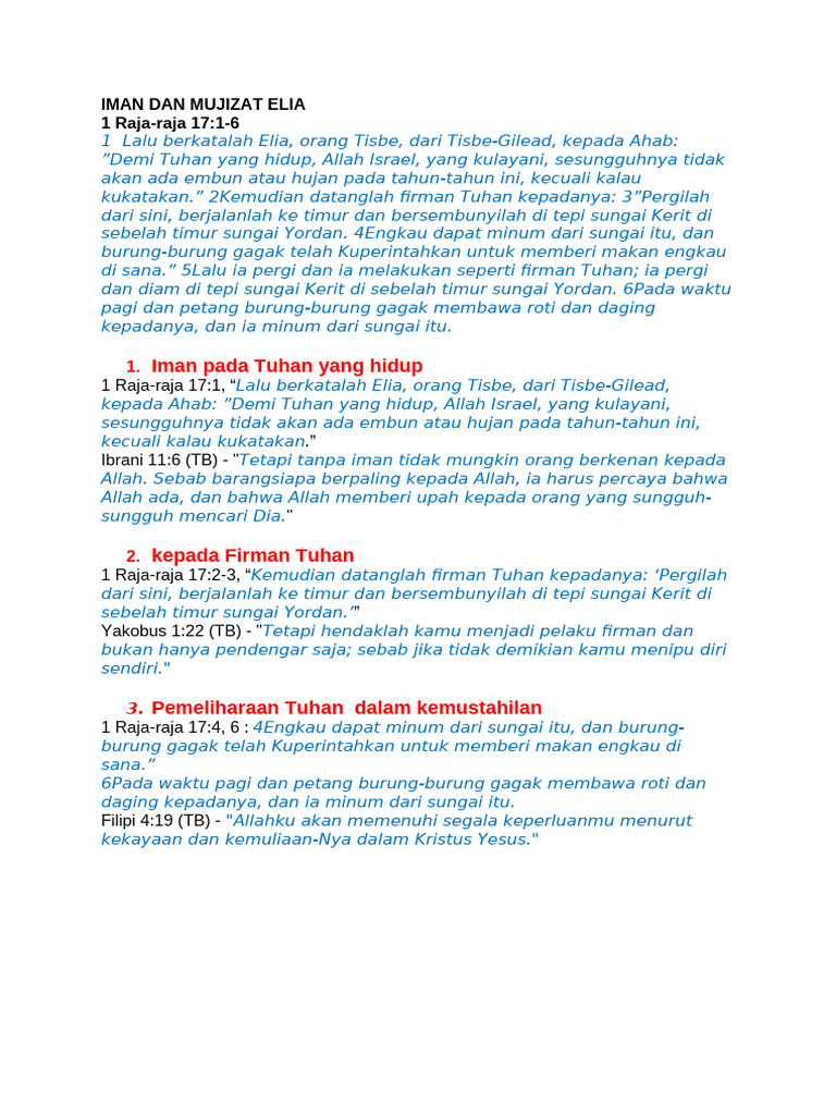 Iman Dan Mujizat Elia | PDF