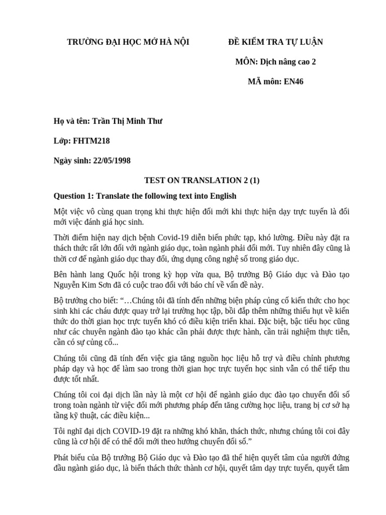 BBTL, Dịch Nâng Cao 2-Ehou | PDF