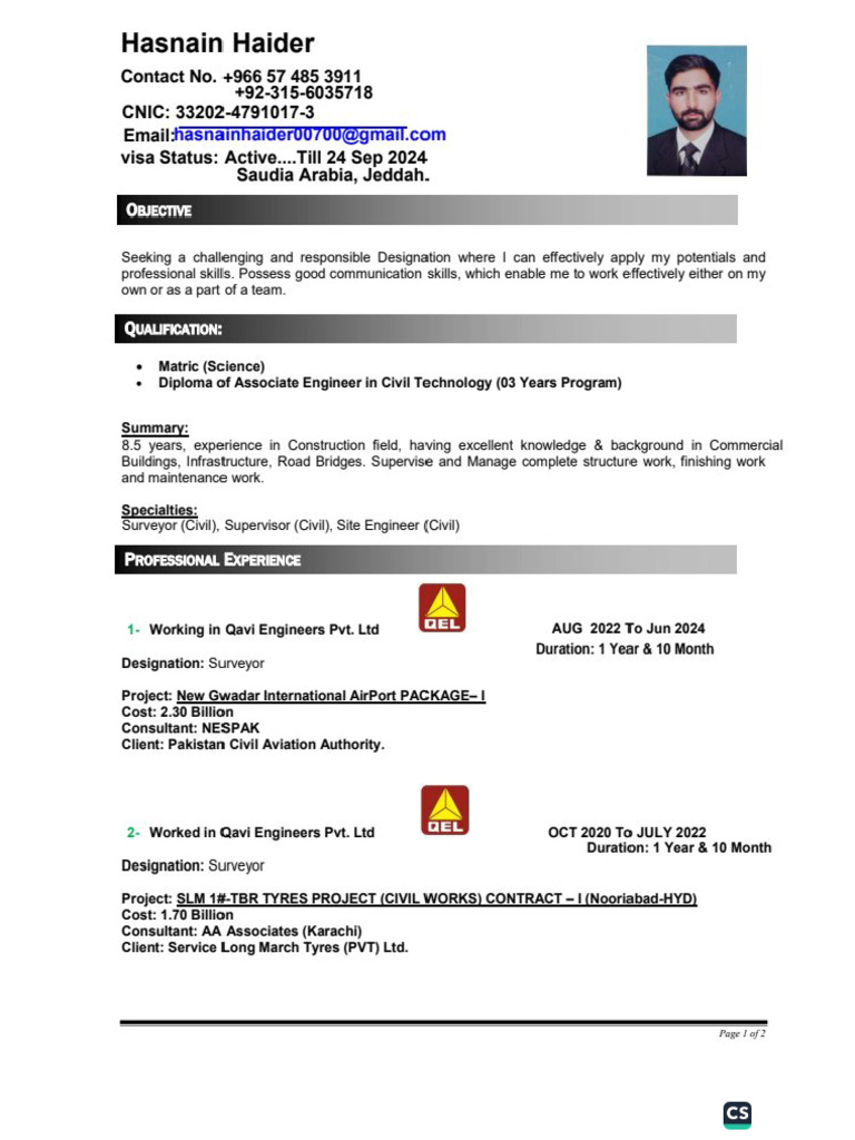Hasnain Haider (Resume) | PDF