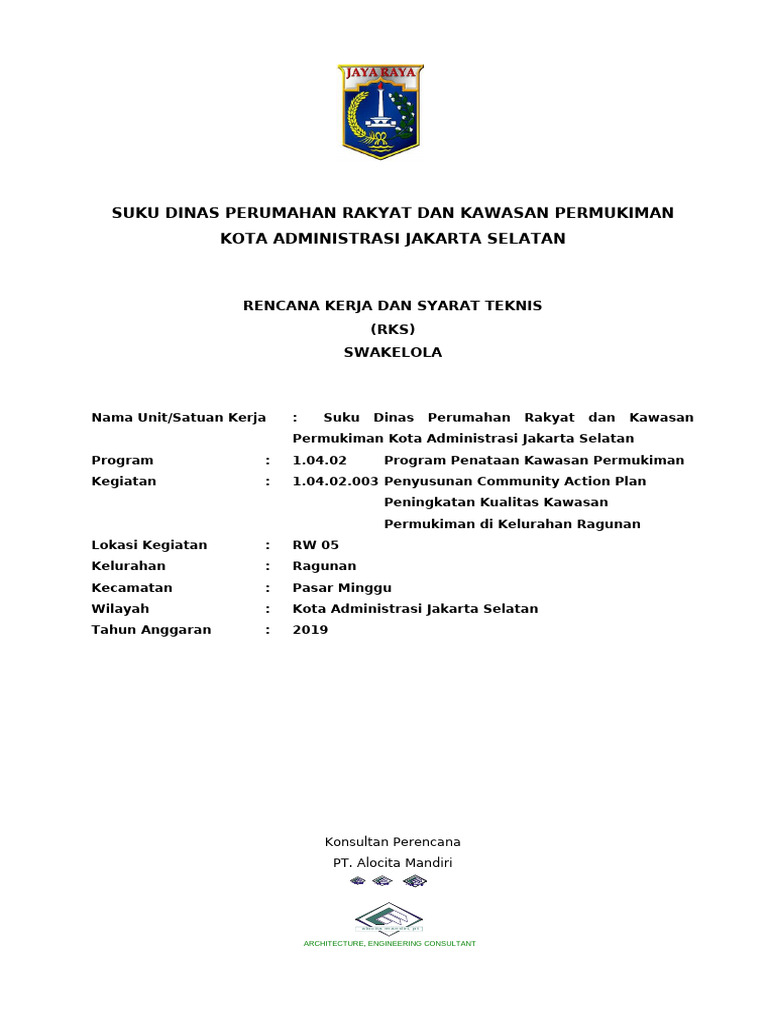 RKS - Cap Ragunan Swakelola 4 12 2019 | PDF