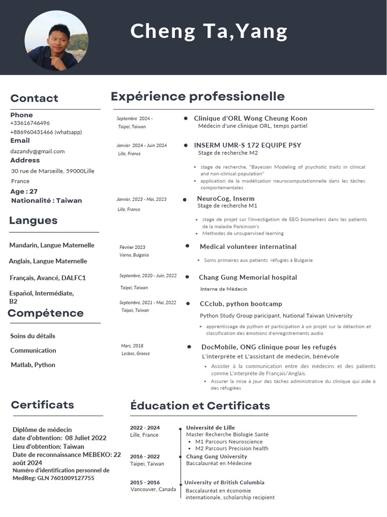 Cheng Ta, Yang: Expérience Professionelle | PDF