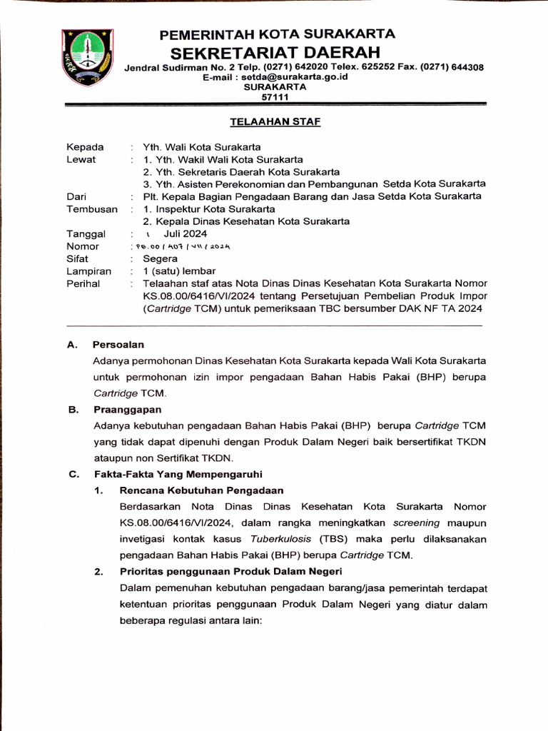 Telaah Impor - Cartridge TCM DKK | PDF