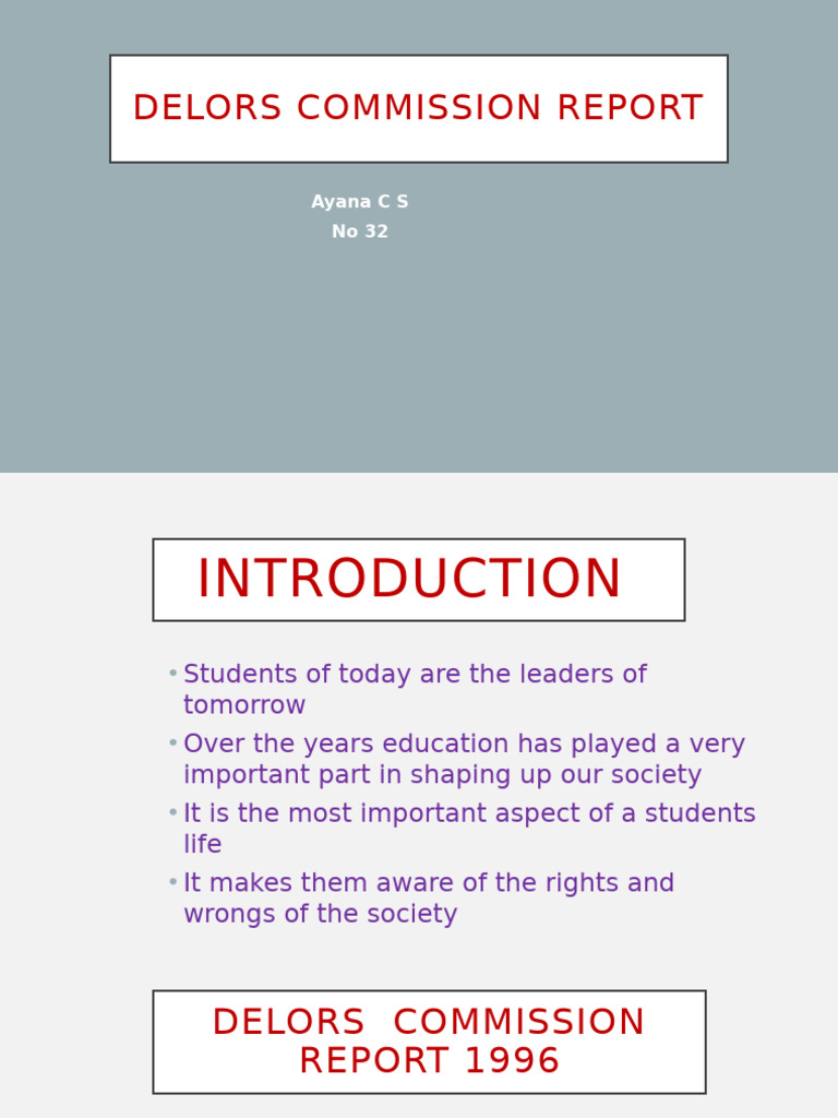 Delors Commission Report | PDF | Reason | Career & Growth