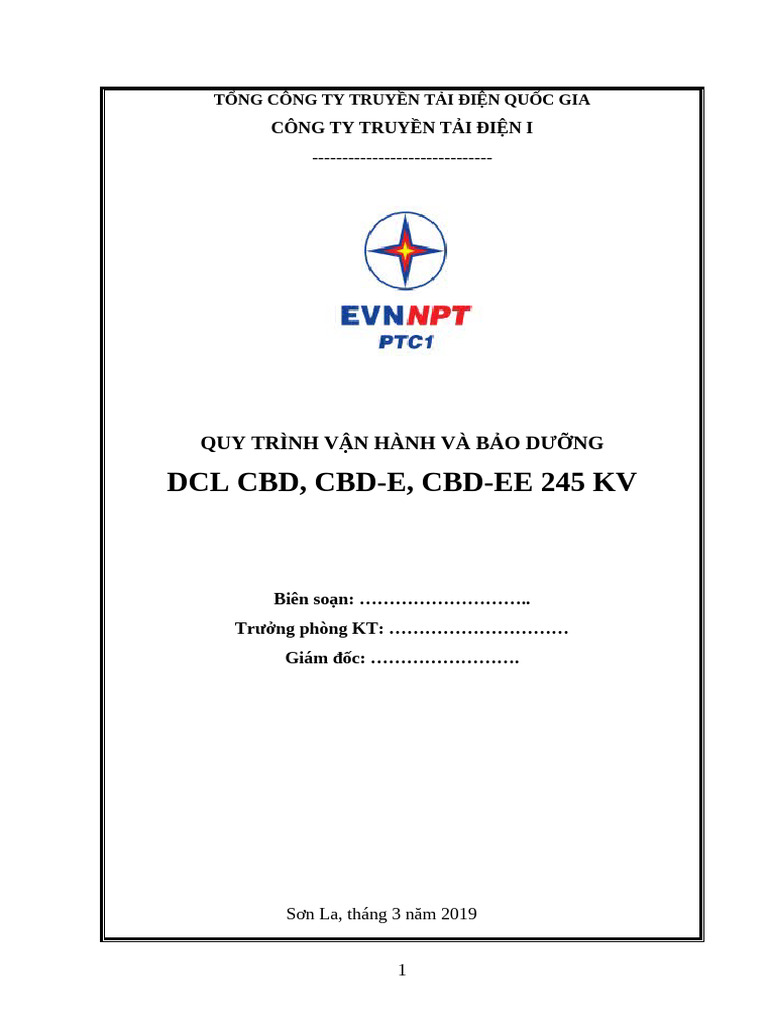 Quy Trinh Van Hanh Va Bao Duong DCL CBD, CBD-E, CBD-EE 220kV | PDF