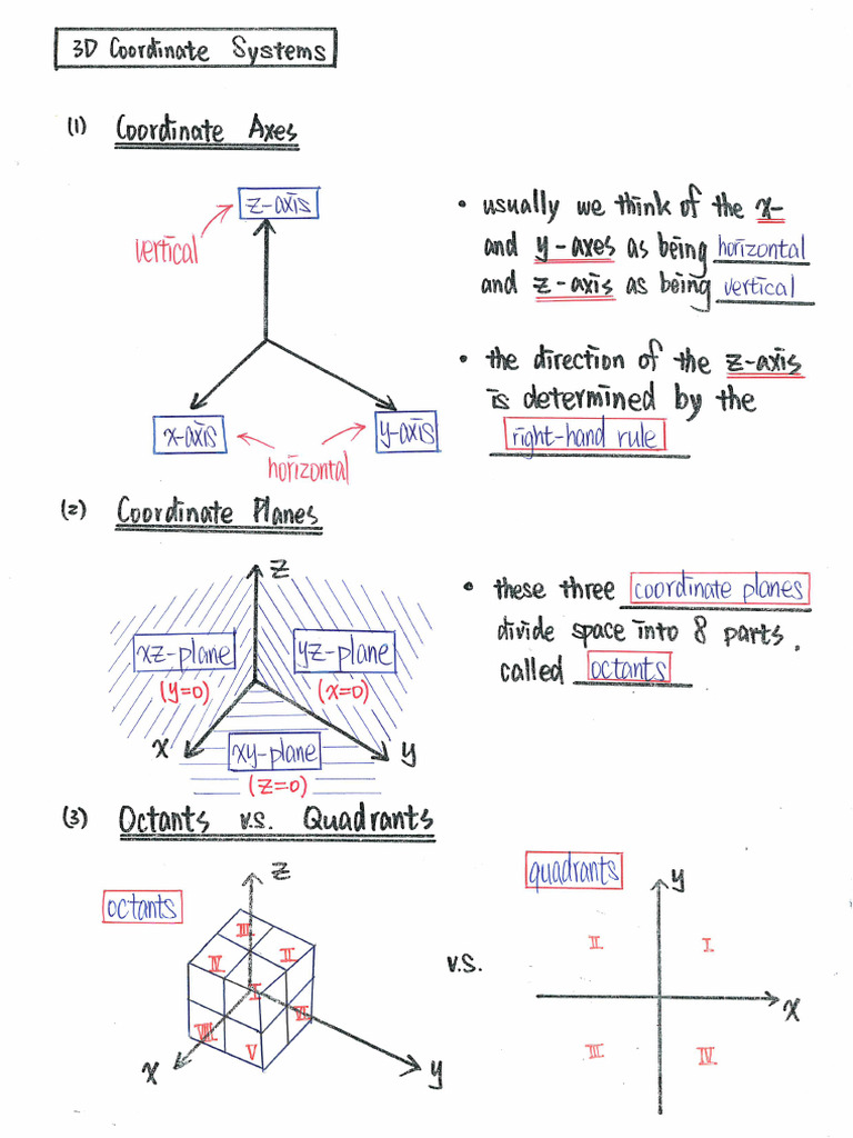 12.1 Three-Dimensional Coordinate Systems | PDF
