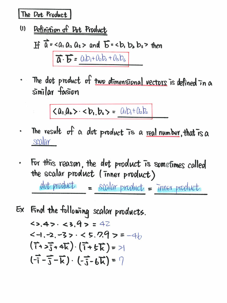 12.3 The Dot Product | PDF