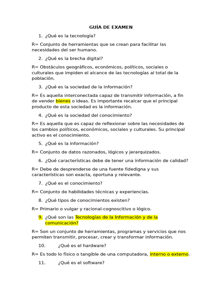 Guía de Examen | PDF