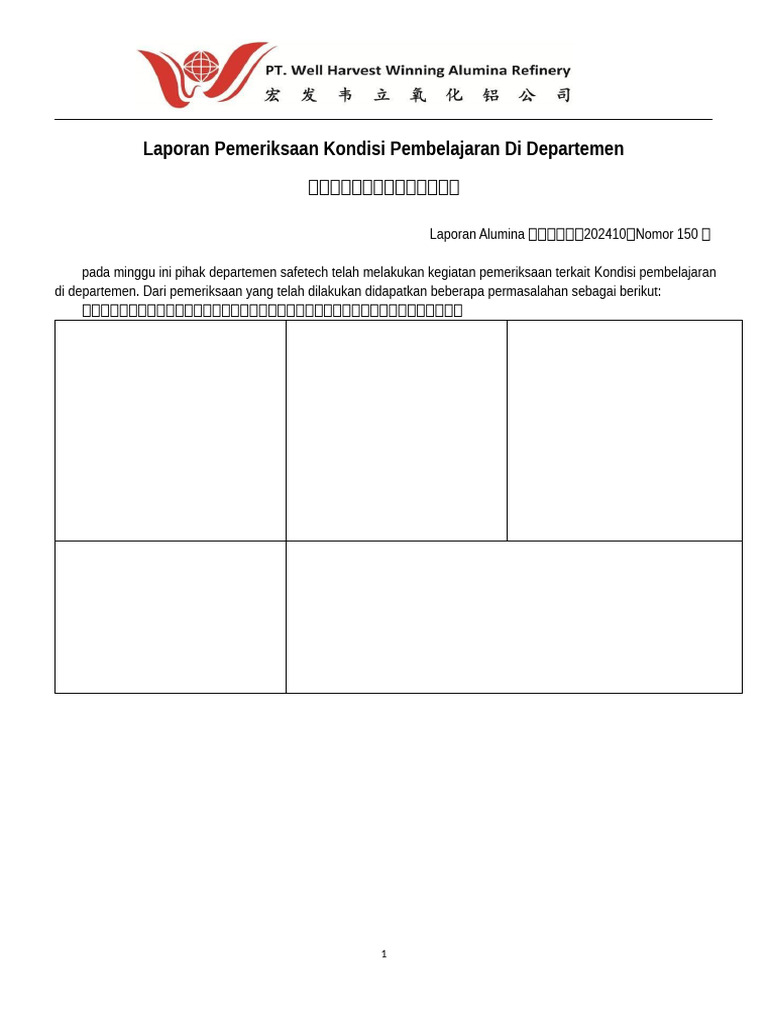 Dok.Safety【2024】no 150 - Laporan Pemeriksaan Kondisi Pembelajaran Di Departemen | PDF