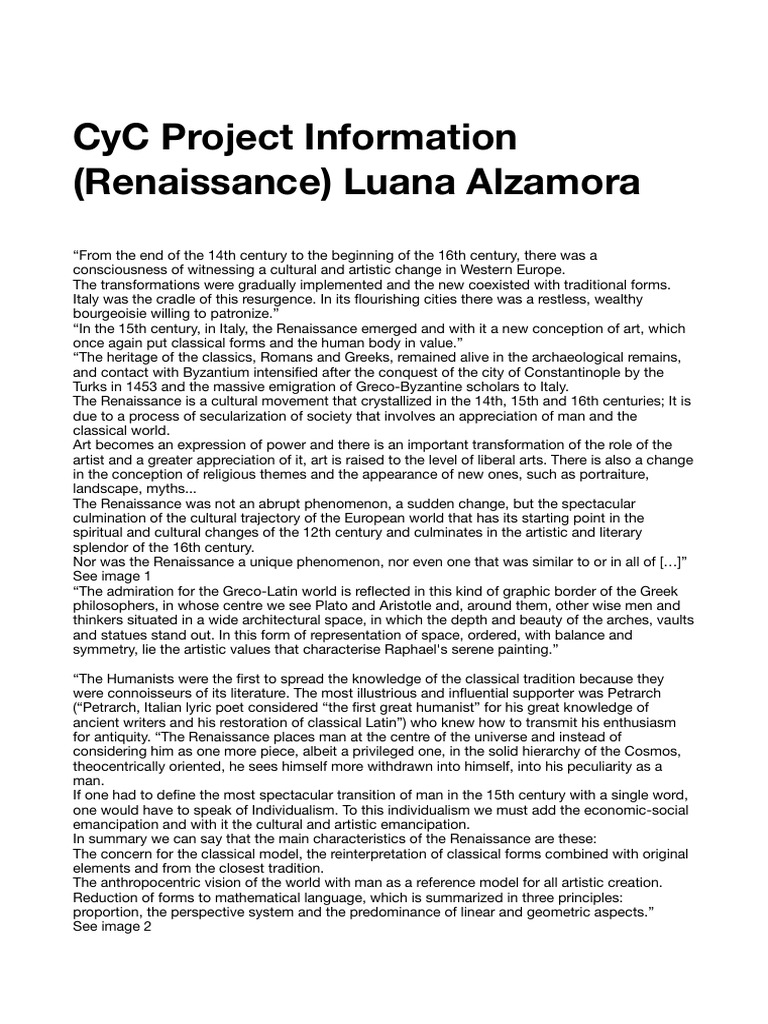 CyC Project Information (Renaissance) | PDF