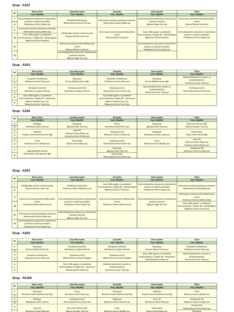 Muveqqeti Cedvel (16.09.24-20.09.24) | PDF