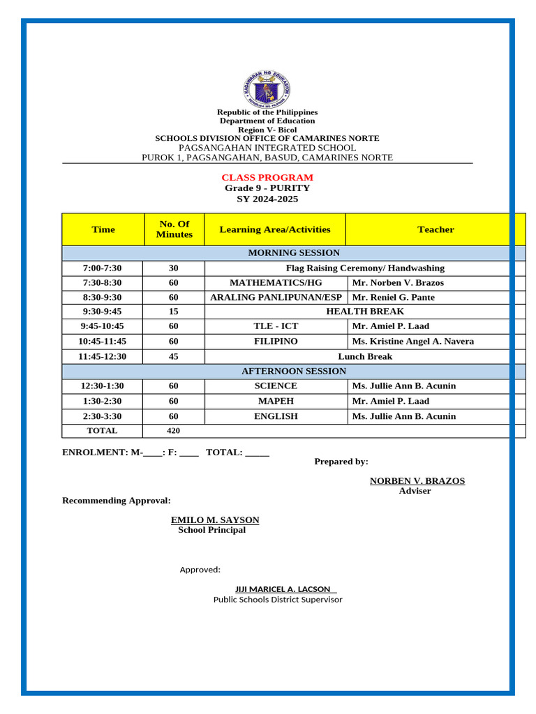 Class Program 2022-2023 | PDF