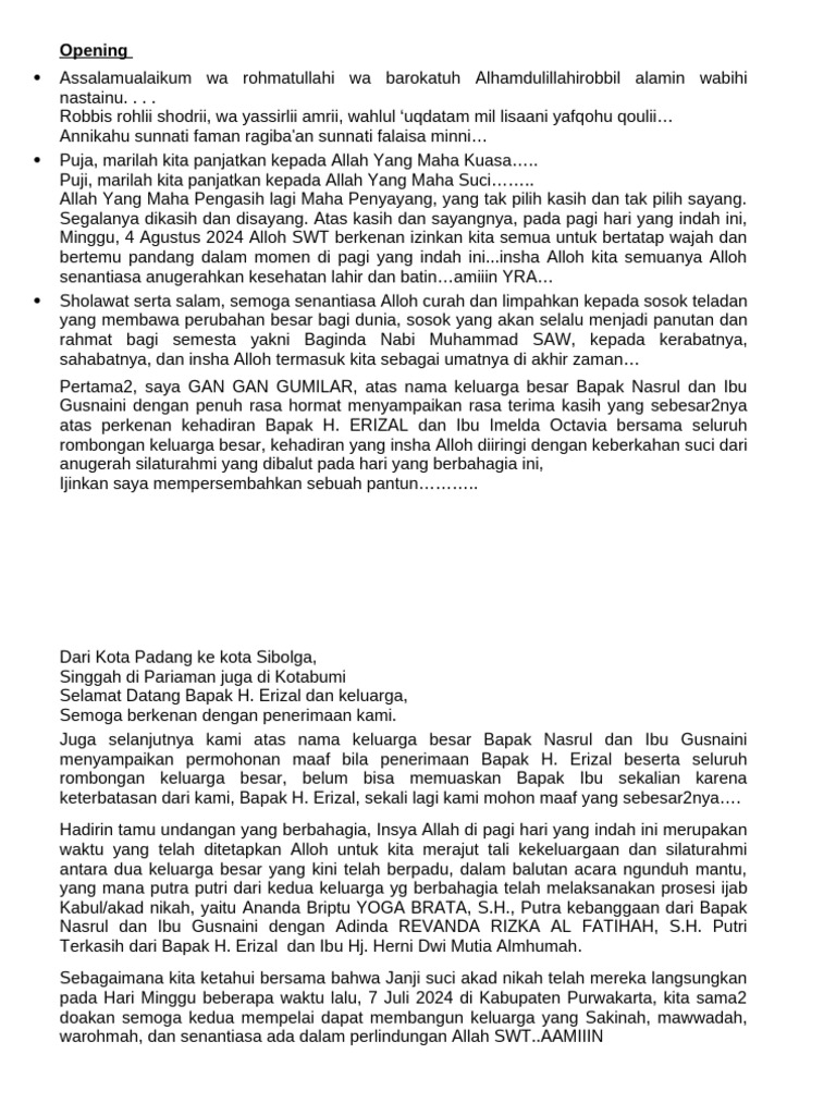 SCRIPT MC NGUNDUH MANTU BAHASA INDONESIA_YOGA_REVANDA | PDF