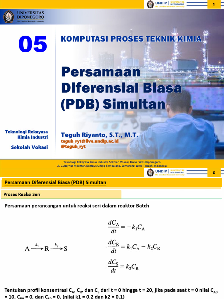 Komputasi Proses - Persamaan Differensial Biasa Simultan | PDF