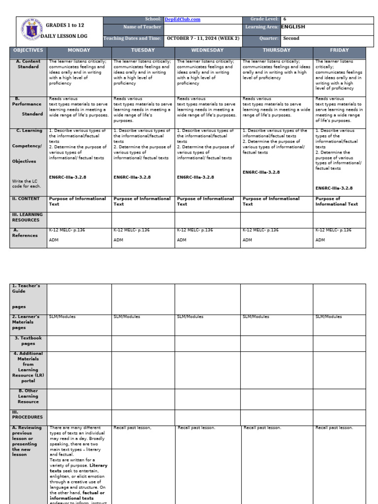 DLL_ENGLISH 6_Q2_W2 | PDF