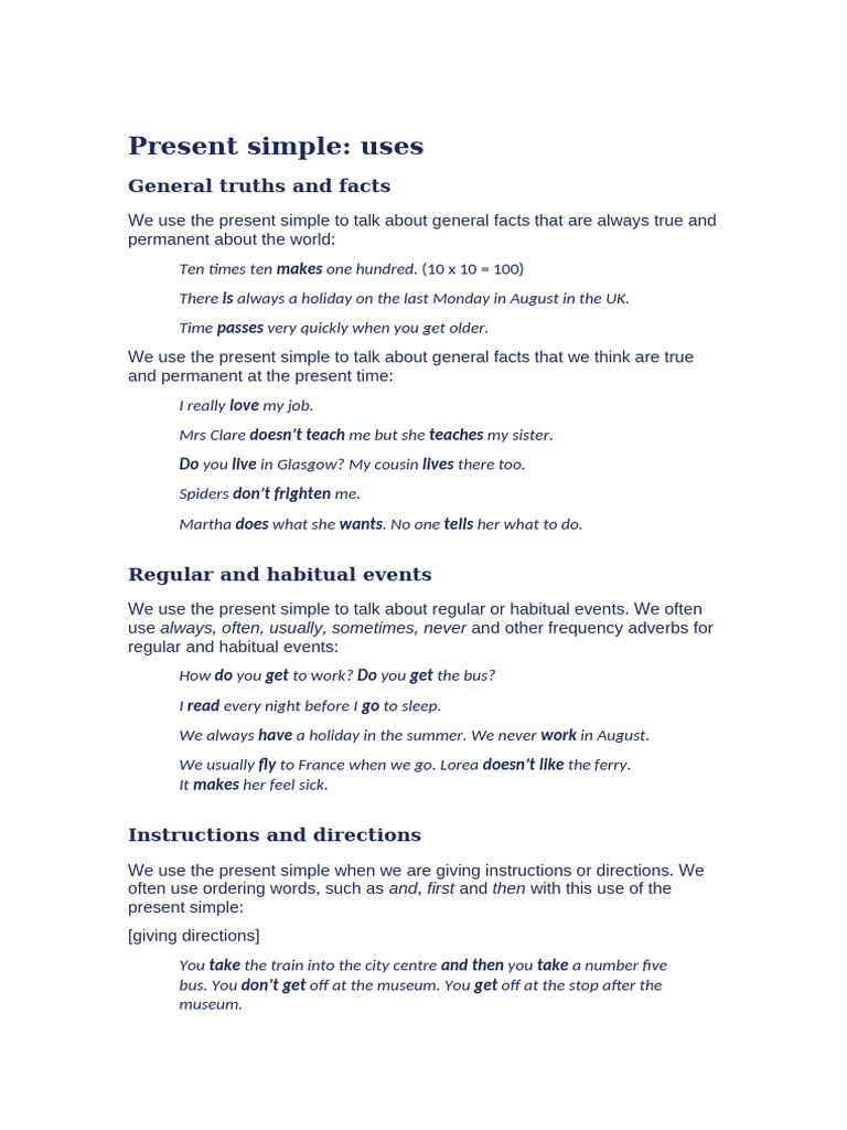 Present Simple Pdf Linguistics Language Arts Discipline