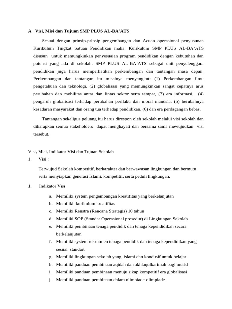 91.2. Visi, Misi Dan Tujuan | PDF