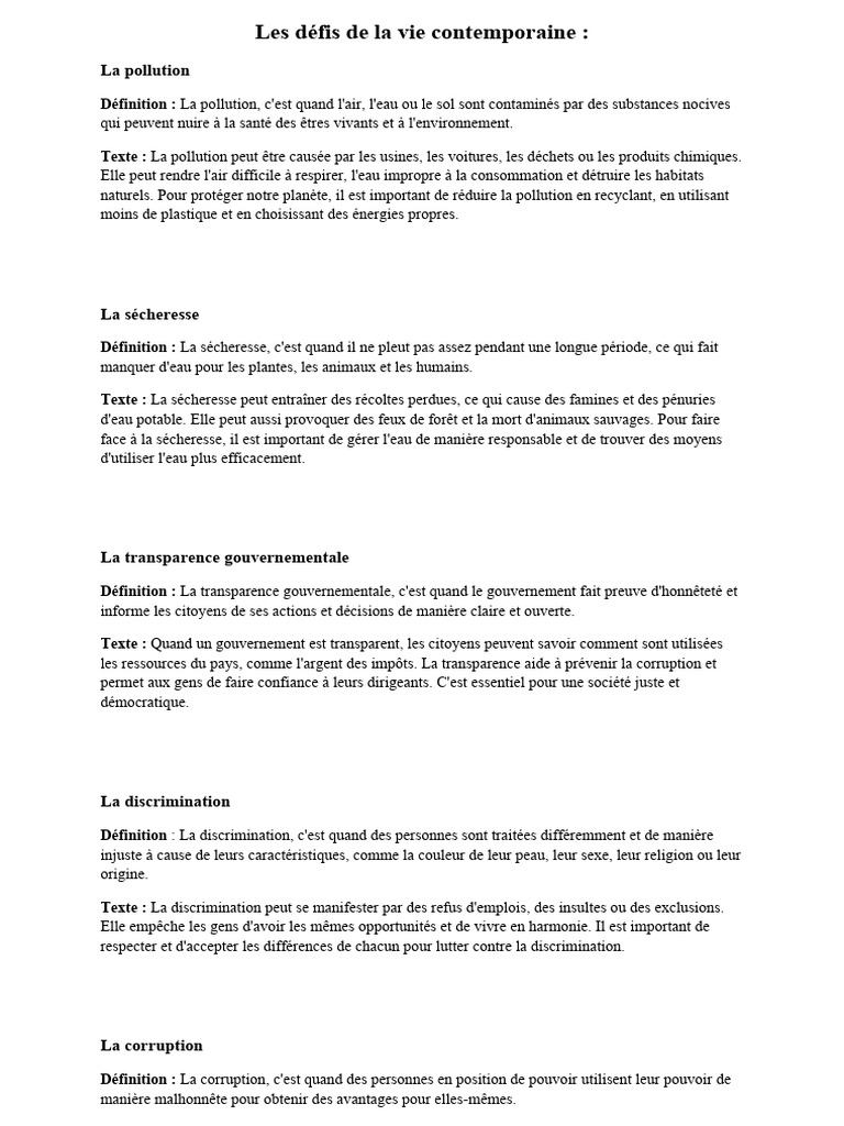 Les Defis de La Vie Contemporaine | PDF