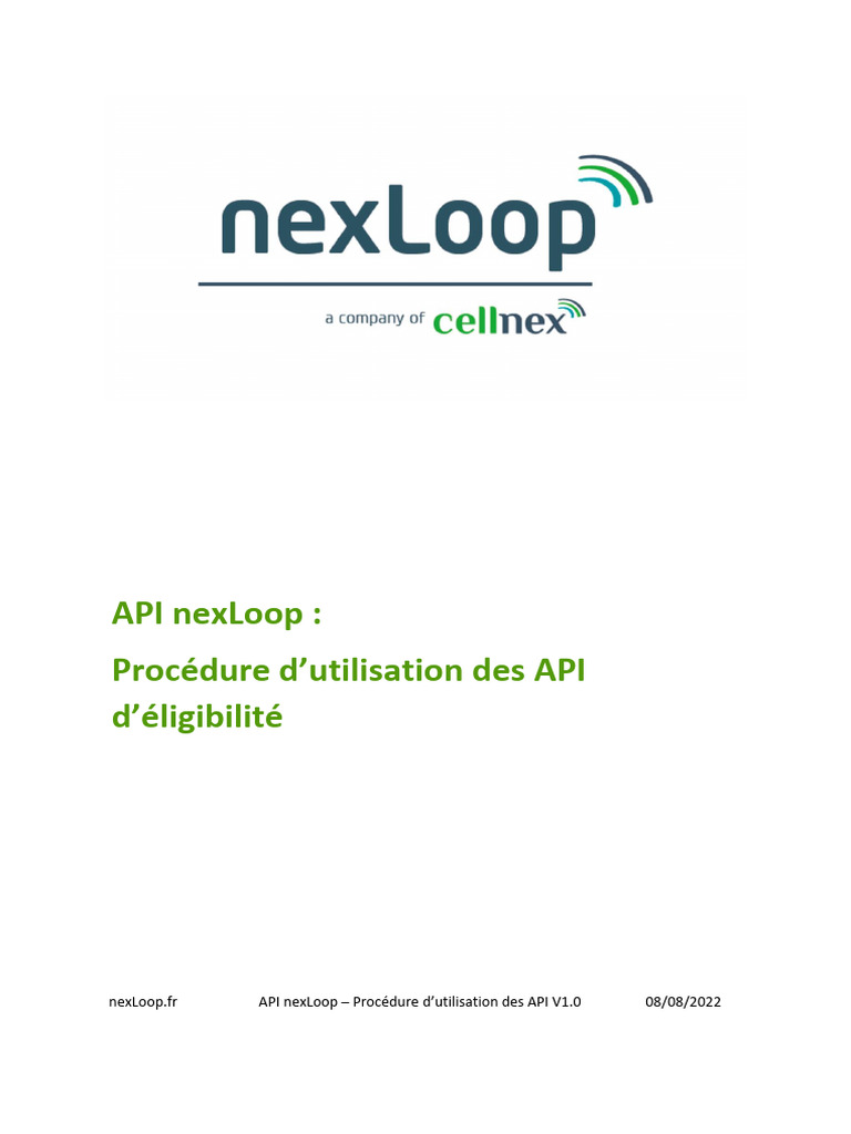 API Nexloop - Procedure D'utilisation v1.0 | PDF