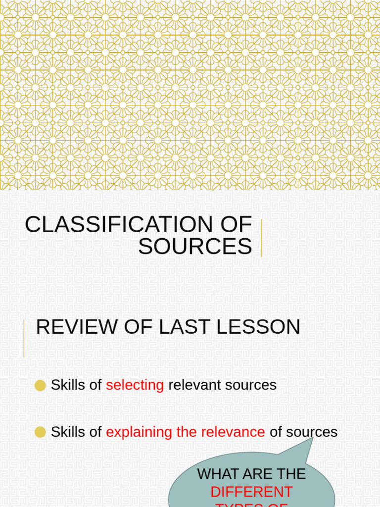 4. Classification of Sources | PDF