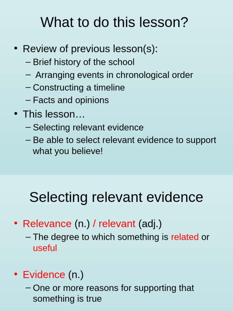 Evidence and Its Relevance (Without MT) | PDF