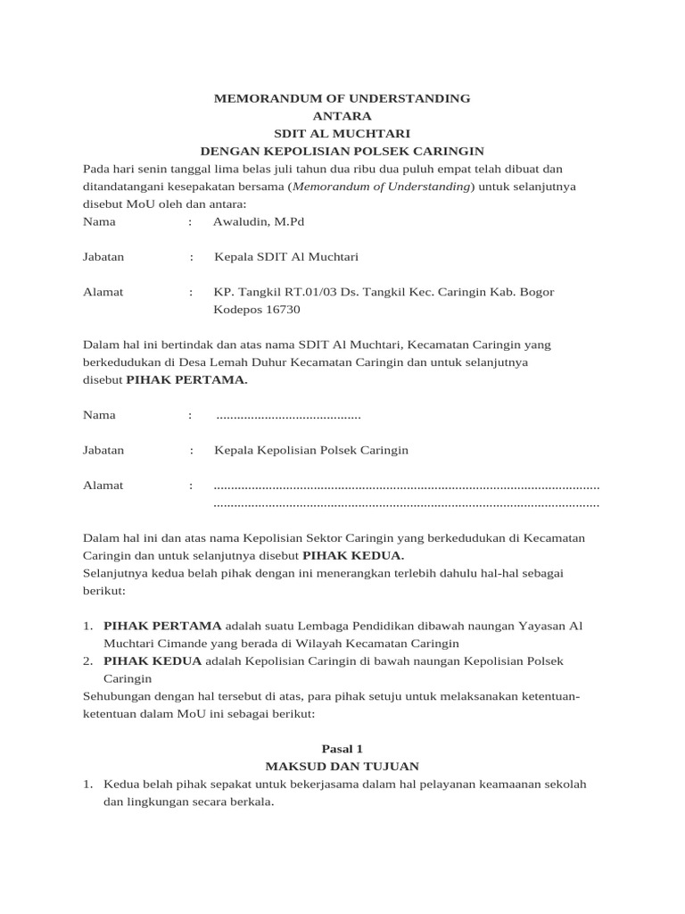 Mou Sekolah Dengan Kepolisian | PDF