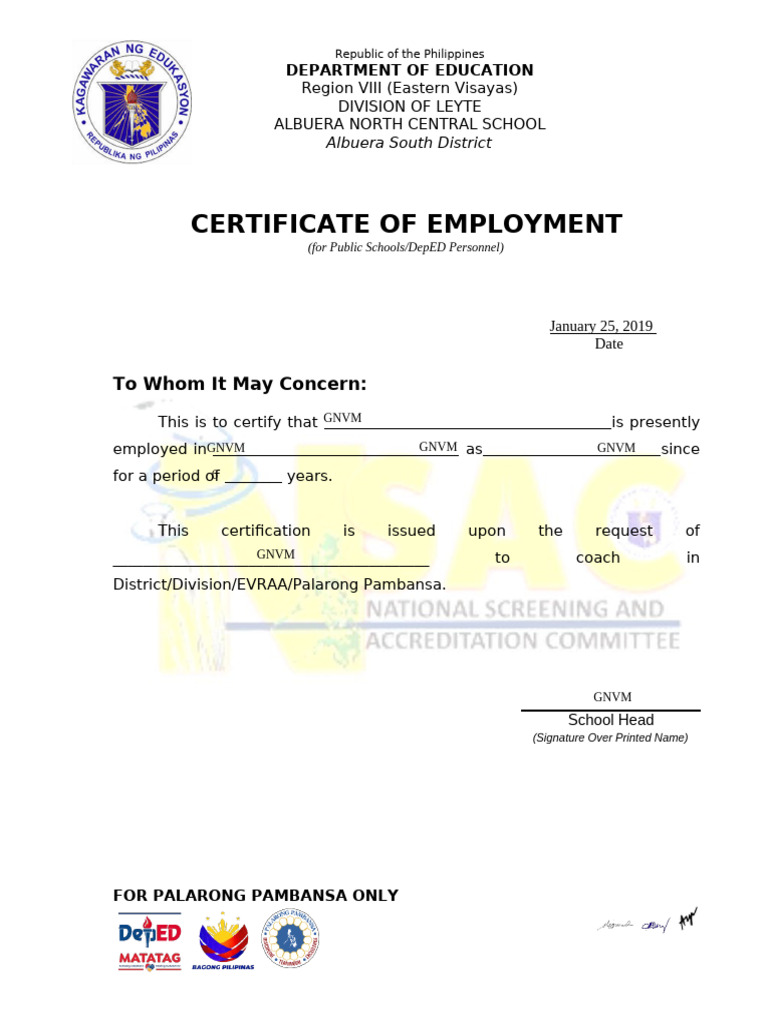 Certificate-of-Employment Edited Finalized | PDF